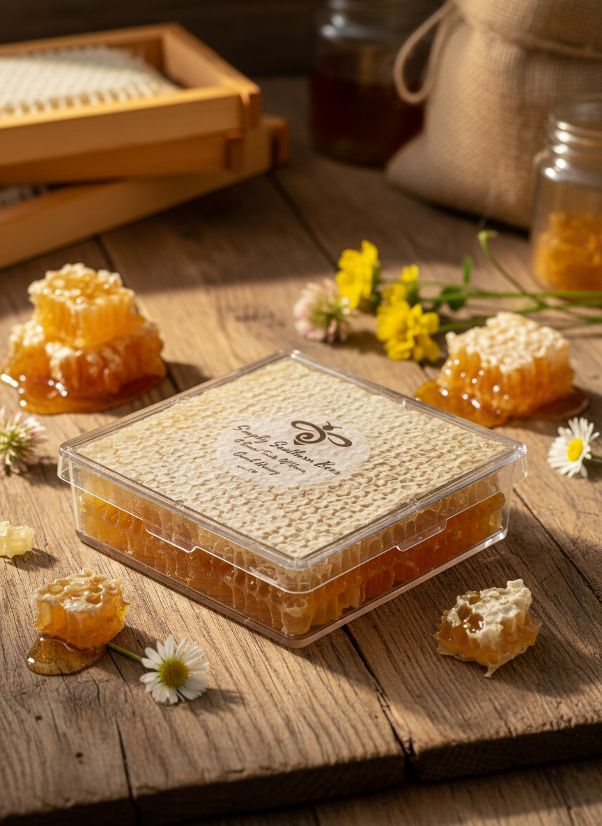 Cut Comb Honey 4X4 Square - Pure Raw Honeycomb | Simply Southern Bees